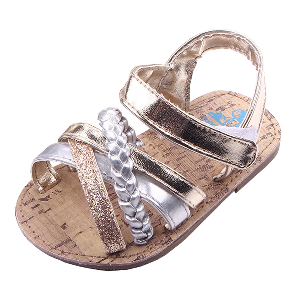 Beeliss Baby Sandals Rubber Sole Summer Shoes (0-6 Months Infant, Gold, 0_months)