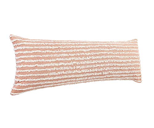 LR Home Wispy Ways Lumbar Throw Pillow, 14" x 36", Dusty Pink/Cream