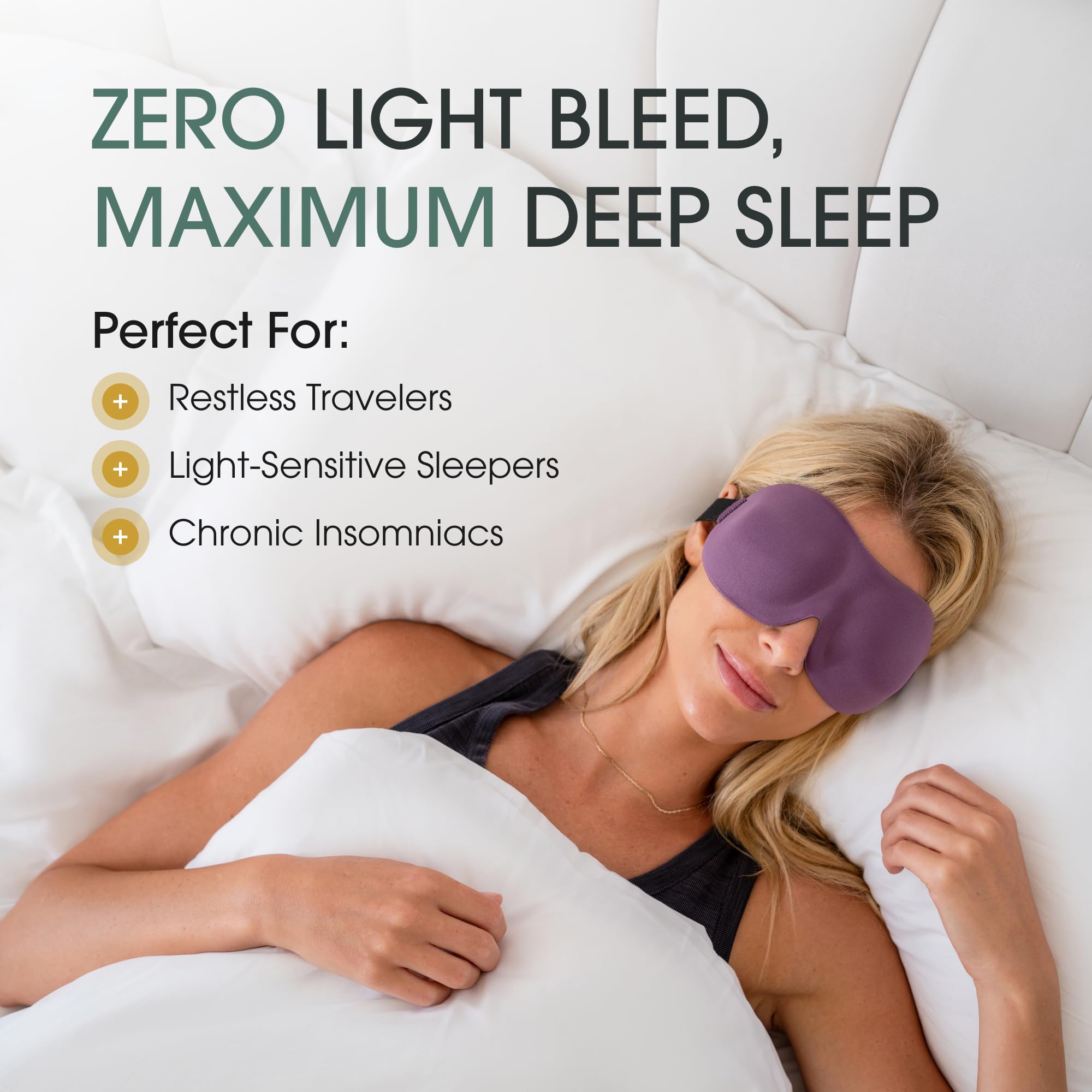 Nidra Sleep Mask for Men Women, Purple 3D Blackout Sleeping Mask, Contoured Mask for Lash Extensions, Side Sleepers Eye Cover, Zero Eye Pressure, Travel Eye Shades, Night Blindfolded for Deep Sleep