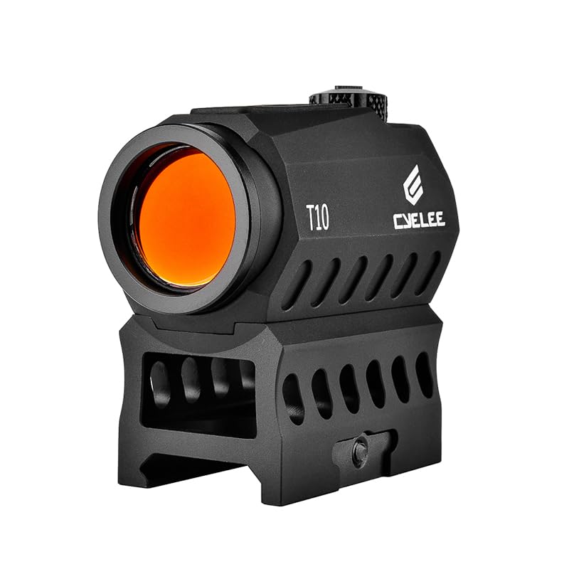 Cyelee T10 Red Dot Sight 1x20mm 2MOA Shake Awake Rifle Scope with Absolute Co Witness Riser
