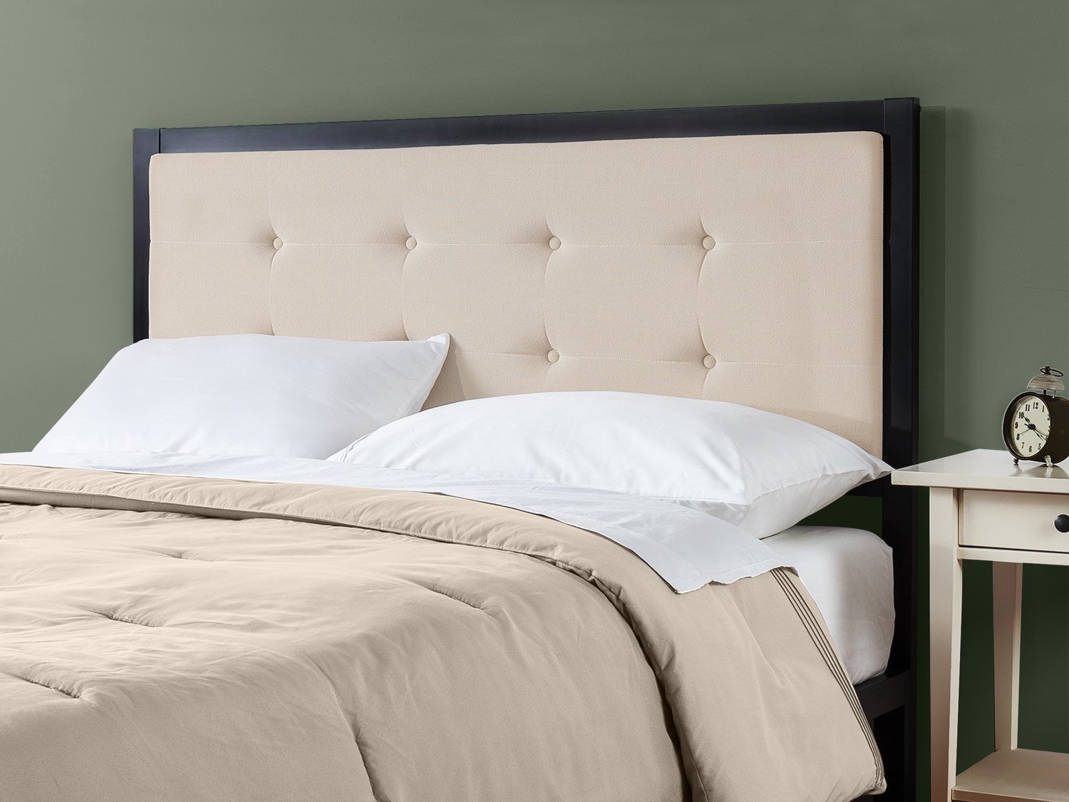 ZINUS Barbara Upholstered Headboard Button Tufted Upholstery, Easy Assembly, Full, Taupe
