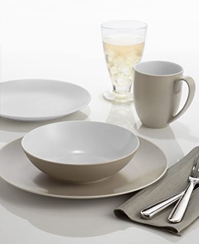 Nambe - POP Collection - Sand Colored Place Setting - 4 Piece Set Includes Dinner Plate, Salad Plate, Soup Bowl, and Mug - Designed by Robin Levien
