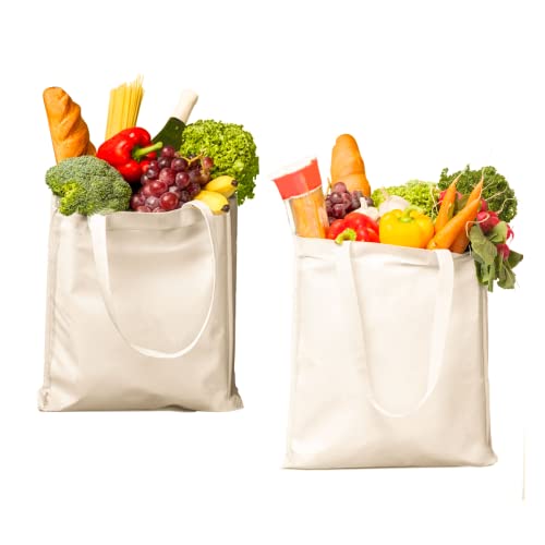 WHITEWRAP Canvas Grocery Shopping Bag with 6 Pockets 14.5” x 13” x 8”