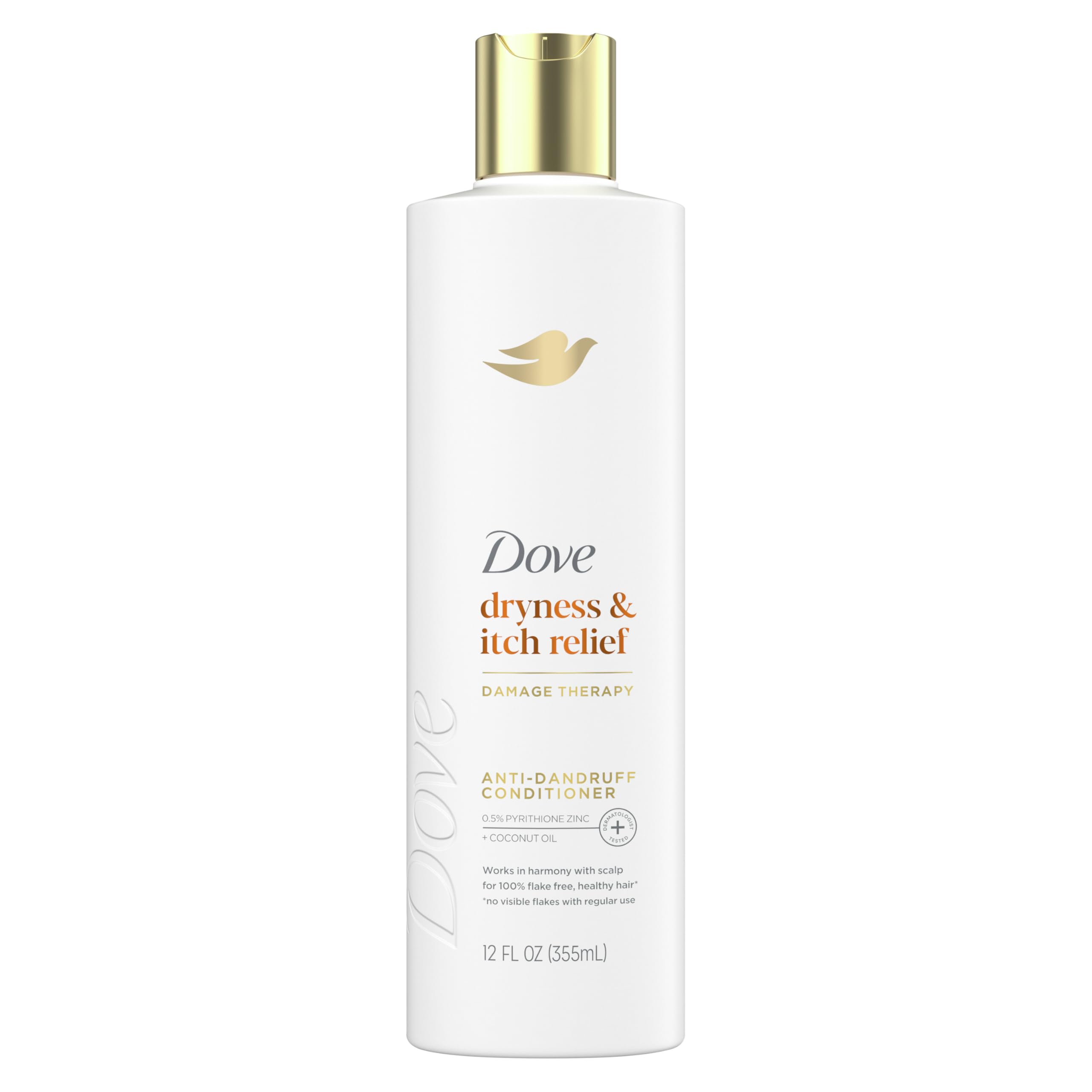 Dove Damage Therapy Derma Conditioner Dryness + Itch for Flaky Scalp with Pyrithione Zinc and Coconut Oil 12 Fl Oz