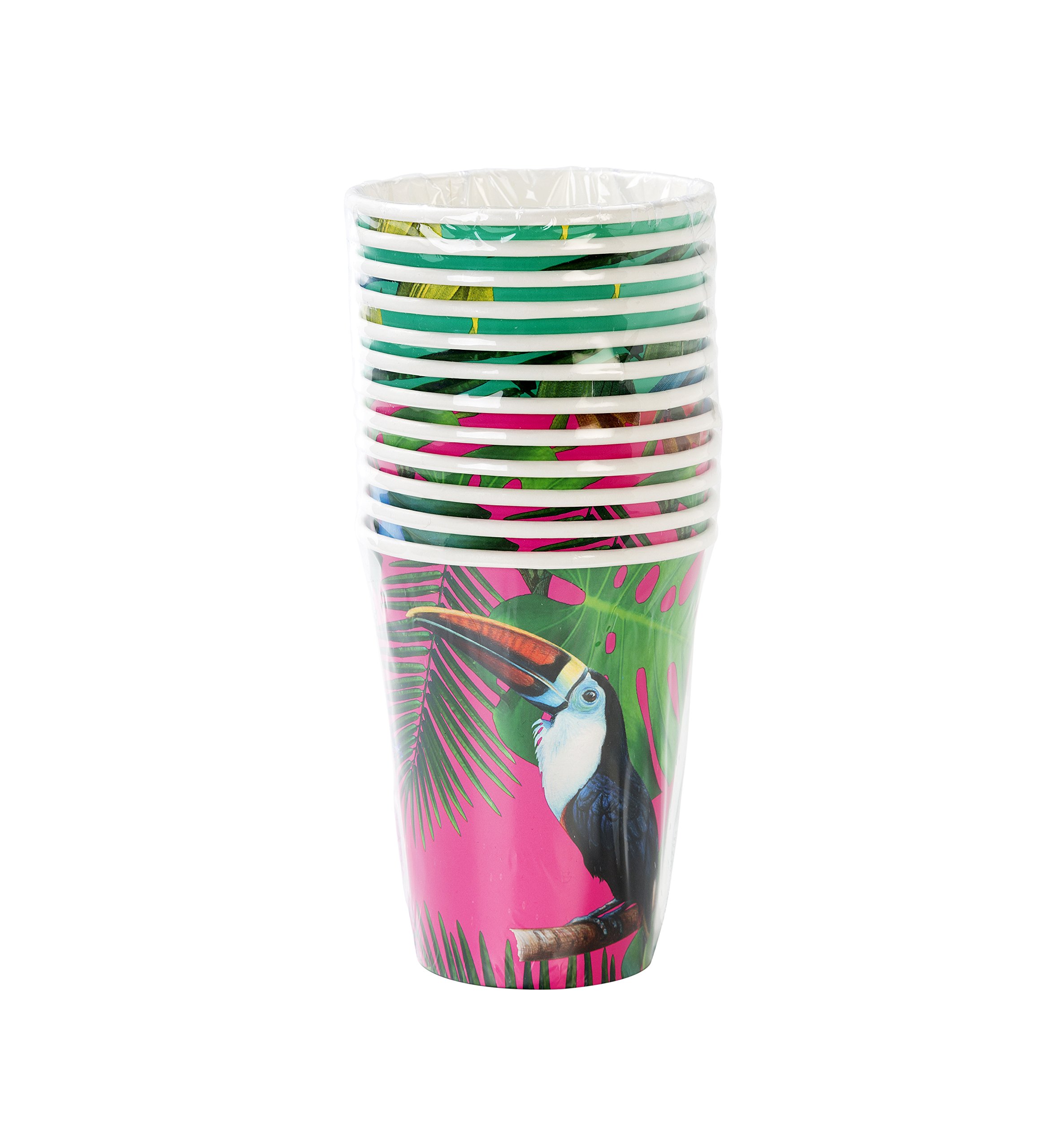 Talking Tables Tropical Fiesta, Large Paper Cups 12oz, Multi-Colour (12 pack in 2 designs)