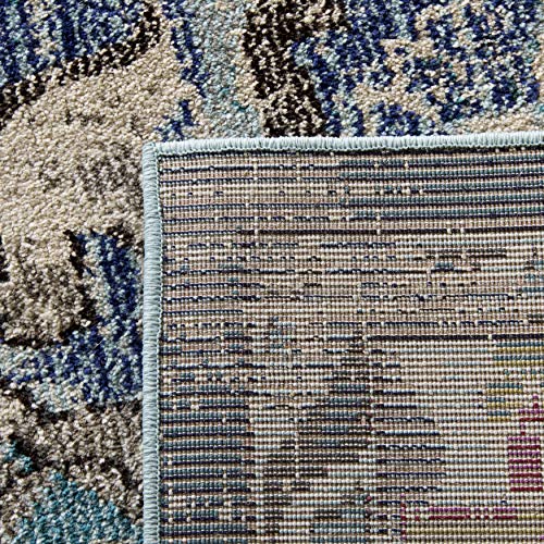 SAFAVIEH Monaco Collection Runner Rug - 2'2" x 12', Navy & Light Blue, Boho Chic Medallion Distressed Design, Non-Shedding & Easy Care, Ideal for High Traffic Areas in Living Room, Bedroom (MNC243N)