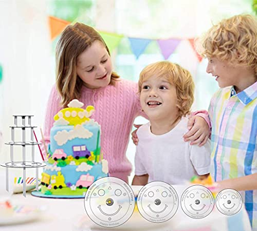 Cake tier stacking kit - 20 Pieces White Plastic Cake Sticks Support Rods with 4 Pieces Cake Separator Plates for 4, 6, 8, 10 Inch Cakes and 12 Pieces Clear Cake Stacking Dowels for Tiered Cakes