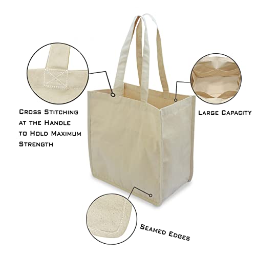 WHITEWRAP Canvas Grocery Shopping Bag with 6 Pockets 14.5β x 13β x 8β