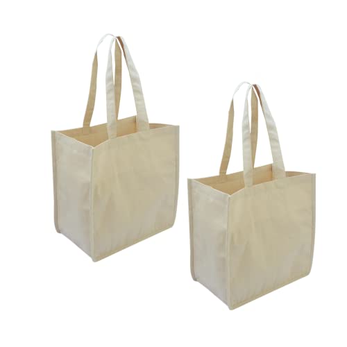 WHITEWRAP Canvas Grocery Shopping Bag with 6 Pockets 14.5β x 13β x 8β
