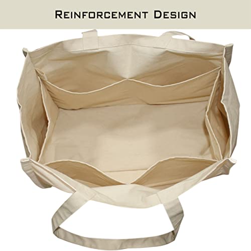 WHITEWRAP Canvas Grocery Shopping Bag with 6 Pockets 14.5β x 13β x 8β