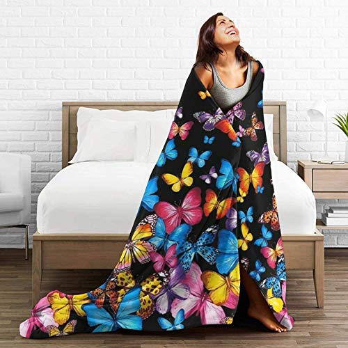 SARA NELL Ultra Soft Butterfly Blanket,Colorful Rainbow Flying Butterfly Throw Blanket Fleece Blanket,Plush Blanket for Bed and Couch,Warm Fuzzy Cozy Throws Blankets for Kids and Adults,60''X50''