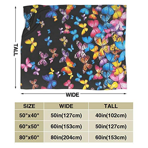SARA NELL Ultra Soft Butterfly Blanket,Colorful Rainbow Flying Butterfly Throw Blanket Fleece Blanket,Plush Blanket for Bed and Couch,Warm Fuzzy Cozy Throws Blankets for Kids and Adults,60''X50''