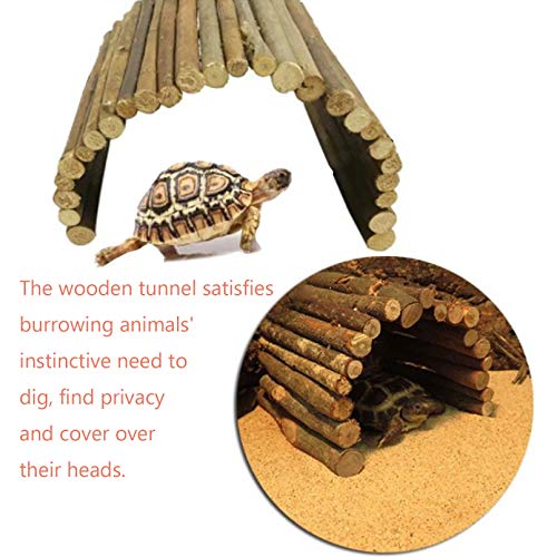 Hamiledyi Wooden Reptile Hideout Bearded Dragon Bendy Bridge Climbing Ladder Hiding Hut Reptiles Hide Cave Habitat Decor for Lizards Gecko Spiders Snakes Tortoise(L:20" x 11.8")