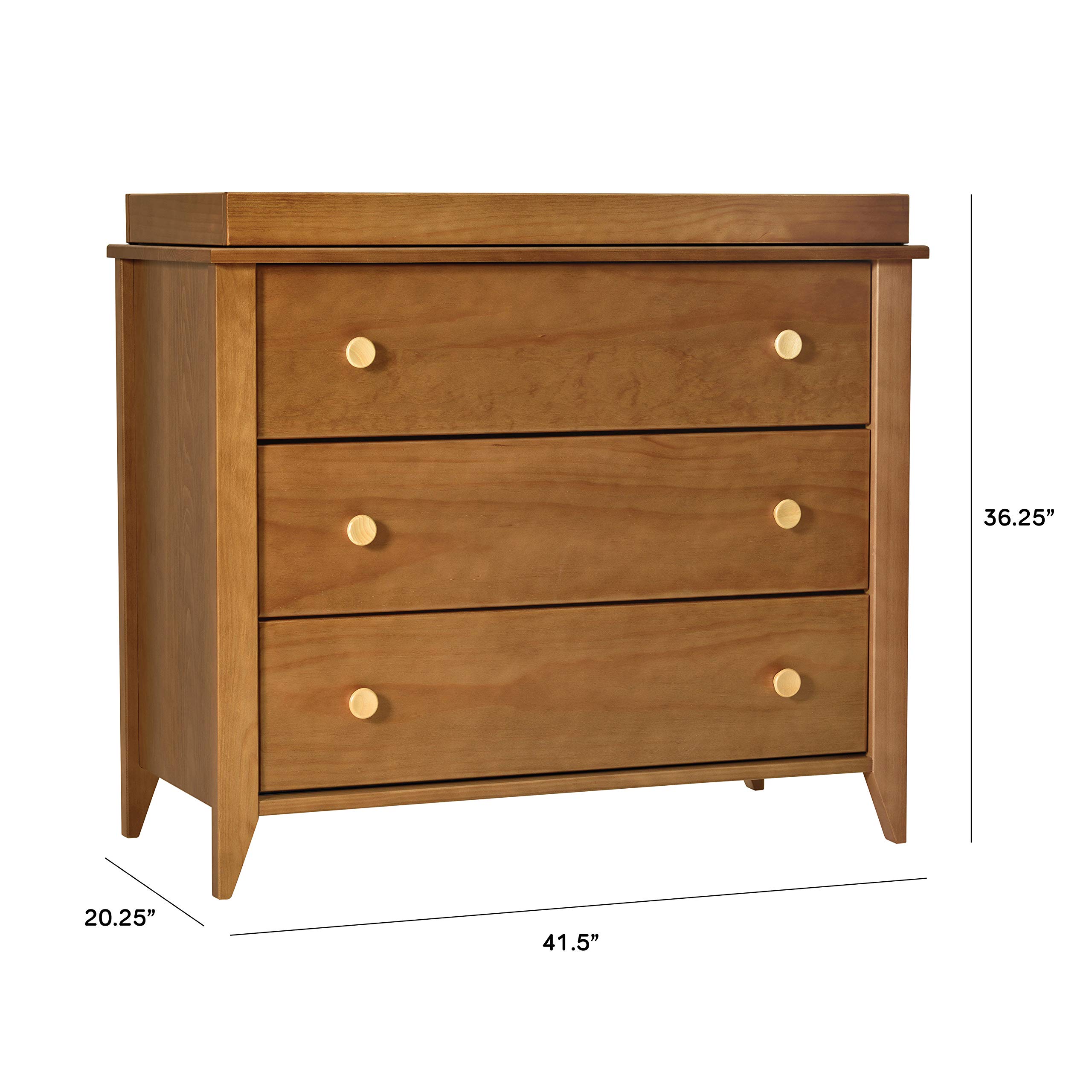 Babyletto Sprout 3-Drawer Changer Dresser with Removable Changing Tray in Chestnut and Natural, Greenguard Gold Certified