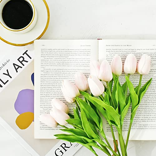 ONLY ART 30pcs Peach Artificial Tulip Flowers with Soft Latex Materials for Mother's Day Home & Kitchen Decoration