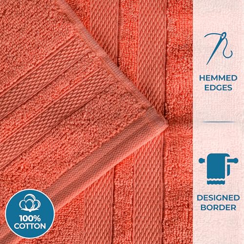 SUPERIOR - 500GSM 6 PC SET TG Superior Egyptian Cotton Towels, Washcloths, Hand, Bath, Tangerine, 6 Piece