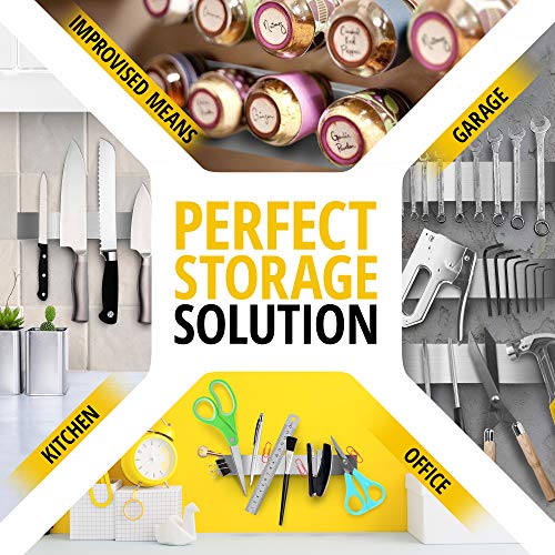 Knife Magnetic Strip with Adhesive – Magnetic Knife Holder for Wall no Screws – Magnetic Knife Block Use as Kitchen Utensil Holder, Knife Bar, Knife Rack, Kitchen Organizer and Tool Holder