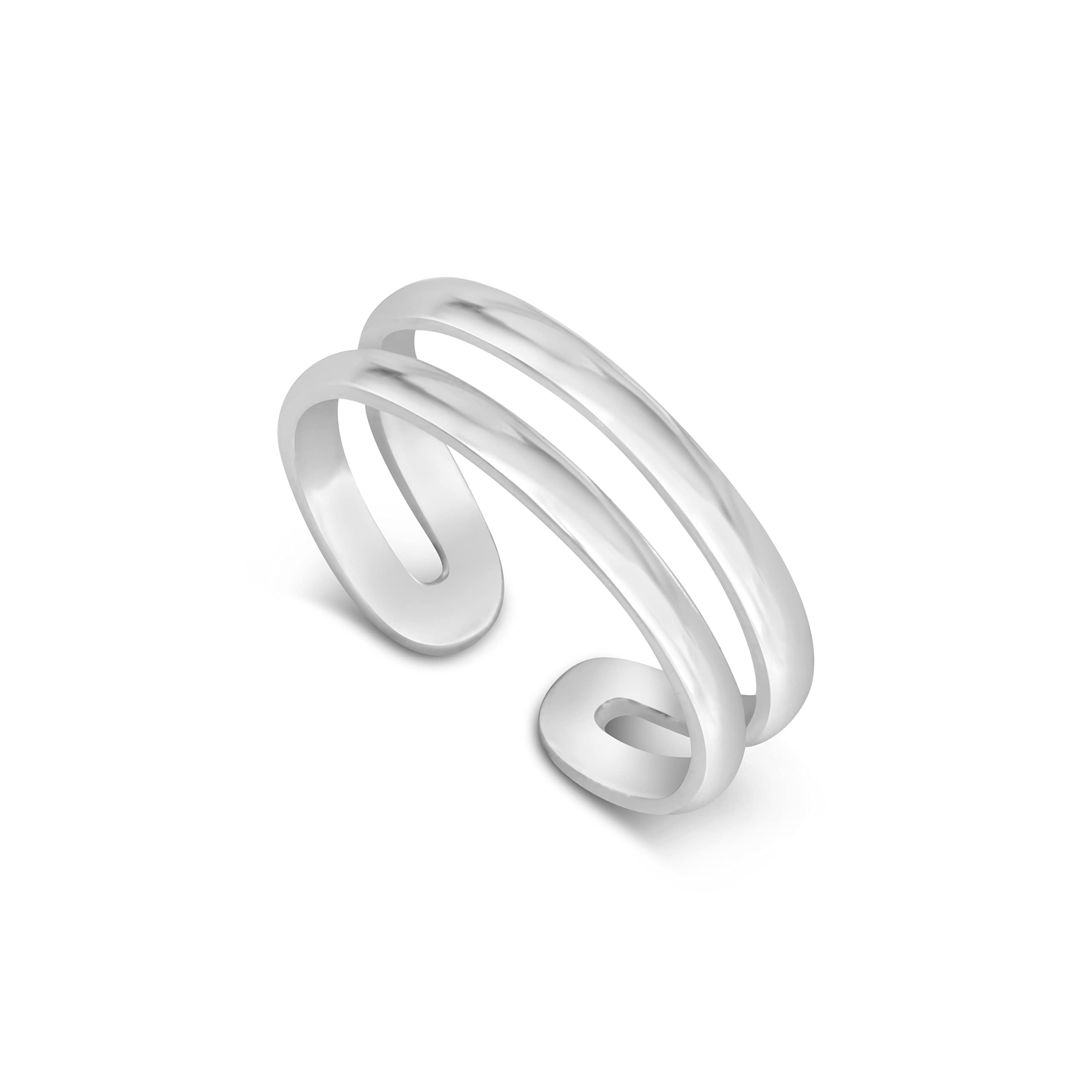 Handmade Silver Adjustable Double Band Toe Ring, 925 Sterling Silver, Classic Dainty Two Lines Open Toe, Pinky, or Knuckle Rings for Women, By MiYa Jewelry Creations