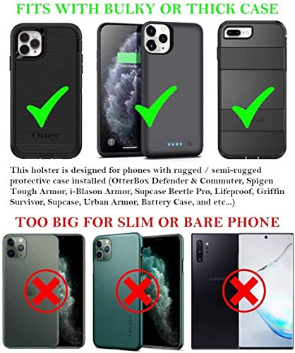 AH Military Grade Canvas Horizontal Men Cell Phone Belt Holder for iPhone 11 12 X Max iPhone 6s 6 Plus 7 Plus 8 Plus Rugged Clip Nylon Phone Belt Pouch Cell iPhone Holster with Belt Loop Fits Otterbox