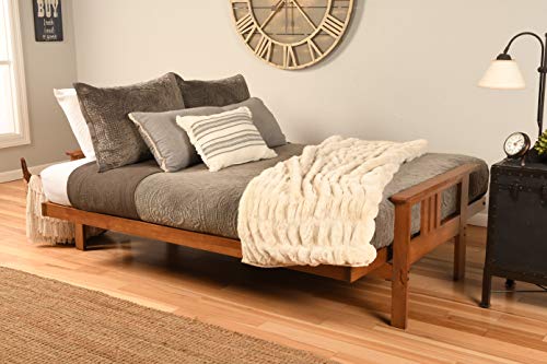Kodiak Furniture Monterey Futon Set with Barbados Finish, Full, Linen Charcoal
