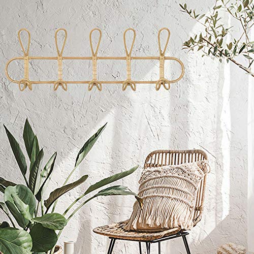 Gravo Large Rattan Wall Hooks Clothes Hat Hanging Hook Crochet Cloth Holder Organizer Hangers Decor for Home Decor