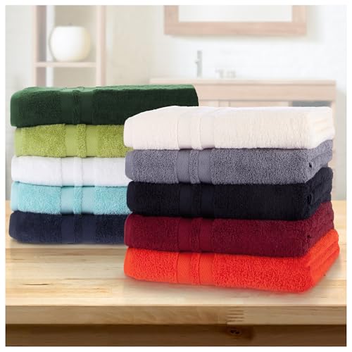 SUPERIOR - 500GSM 6 PC SET TG Superior Egyptian Cotton Towels, Washcloths, Hand, Bath, Tangerine, 6 Piece