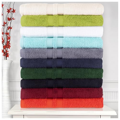 SUPERIOR - 500GSM 6 PC SET TG Superior Egyptian Cotton Towels, Washcloths, Hand, Bath, Tangerine, 6 Piece