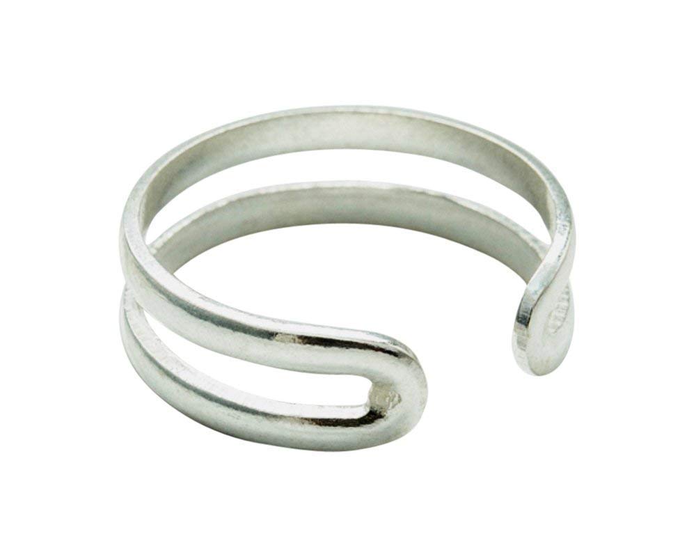 Handmade Silver Adjustable Double Band Toe Ring, 925 Sterling Silver, Classic Dainty Two Lines Open Toe, Pinky, or Knuckle Rings for Women, By MiYa Jewelry Creations