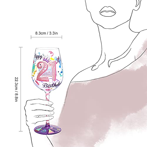 NymphFable Hand-painted Wine Glass 21st Birthday Gift Artisan Painted 15oz Personalised Gift for Her