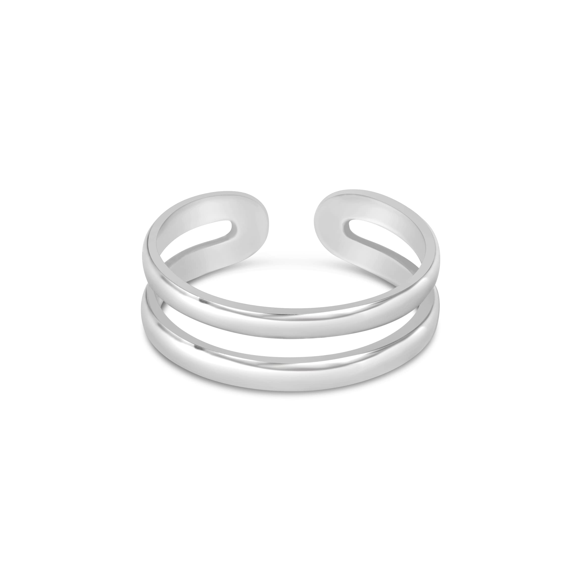 Handmade Silver Adjustable Double Band Toe Ring, 925 Sterling Silver, Classic Dainty Two Lines Open Toe, Pinky, or Knuckle Rings for Women, By MiYa Jewelry Creations