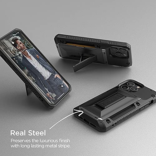 VRS DESIGN Damda Glide Hybrid Phone Case for iPhone 13 Pro Max, Card Slot Holder with Kickstand, Functional Sturdy Case Compatible for iPhone 13 Pro Max Case (2021) Black