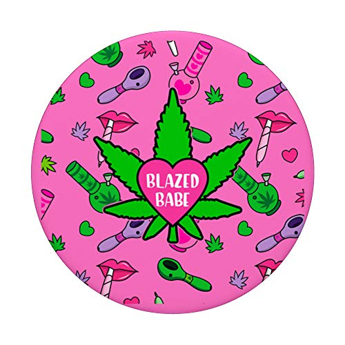 Pink Stoner Girl Weed Phone Grip Cute Marijuana 420 Gift PopSockets PopGrip: Swappable Grip for Phones & Tablets