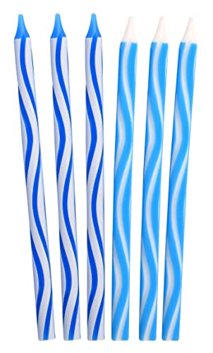Hanukkah Candles Standard Size - Wave Etched Blue & White Chanukah Candles Fits Most Menorahs - Premium Quality Wax - 45 Count for All 8 Nights of Hanukkah - by Ner Mitzvah