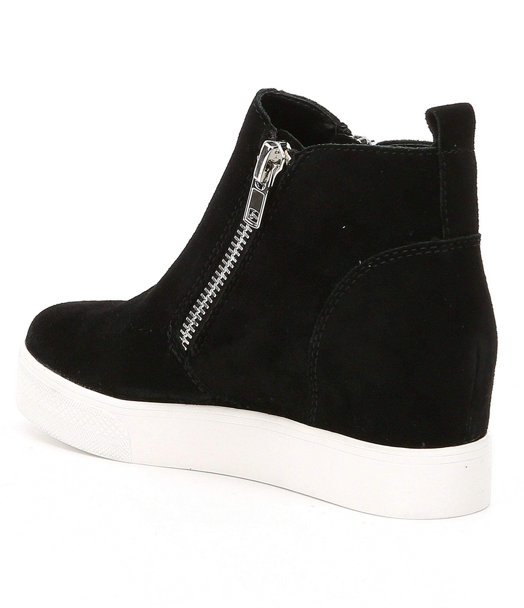 Steve Madden Women's Wedgie Sneaker, Black Suede, 9