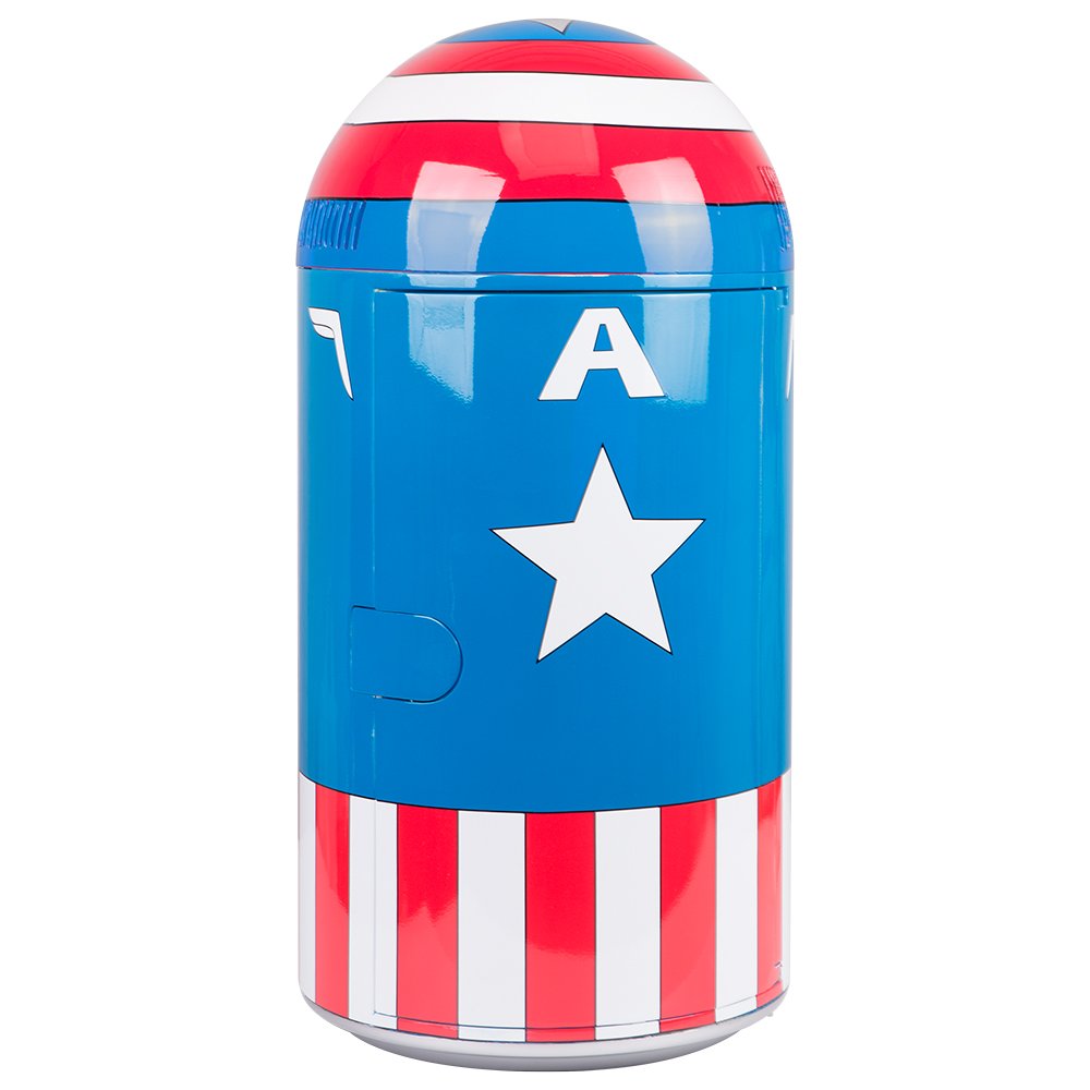 Marvel Comics Captain America Vintage Uniform Pattern Thermoelectric Cooler Mini Fridge, red/White/Blue, 14 L