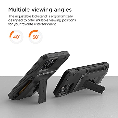 VRS DESIGN Damda Glide Hybrid Phone Case for iPhone 13 Pro Max, Card Slot Holder with Kickstand, Functional Sturdy Case Compatible for iPhone 13 Pro Max Case (2021) Black