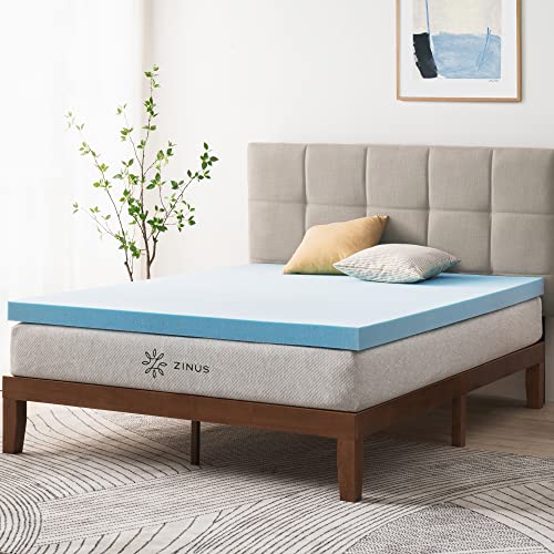 ZINUS 3 Inch Green Tea Cooling Gel Memory Foam Mattress Topper, Cooling Gel Foam, CertiPUR-US Certified, King, Blue