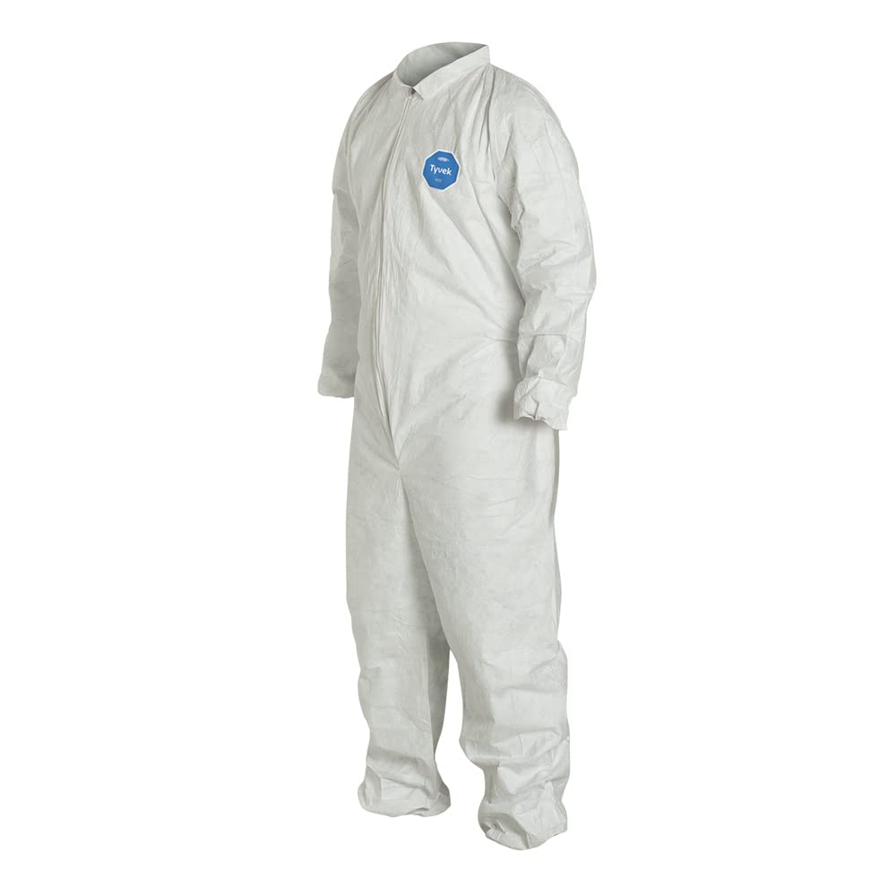 DuPont Tyvek 400 TY125S Individually Packed Disposable Protective Coverall with Elastic Cuffs for PPE Vending Machines, White, X-Large
