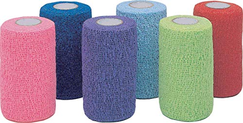 Andover Healthcare 6 Pack of CoFlex Vet Flexible Cohesive Bandages for Horses, Dogs, and Cats, 4 Inch, Assorted Colors