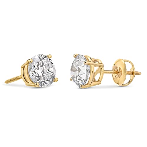 Amazon Essentials Certified 14k Yellow Gold Round-Cut Diamond Stud Earrings (3/4cttw, K-L Color, I1-I2 Clarity), (previously Amazon Collection)