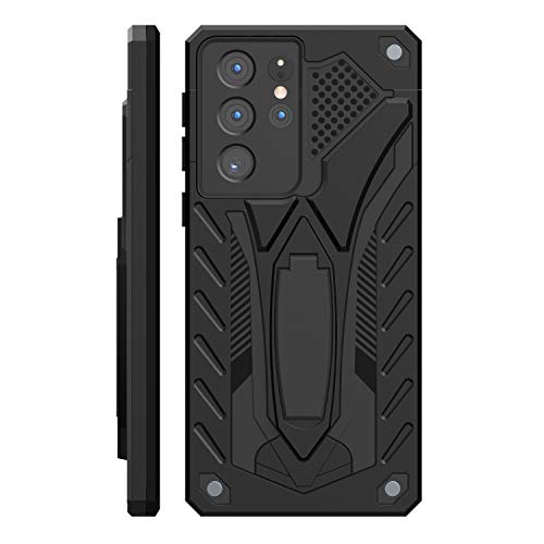 Kitoo Designed for Samsung Galaxy S21 Ultra Case with Kickstand 5G, Military Grade 12ft. Drop Tested - Black