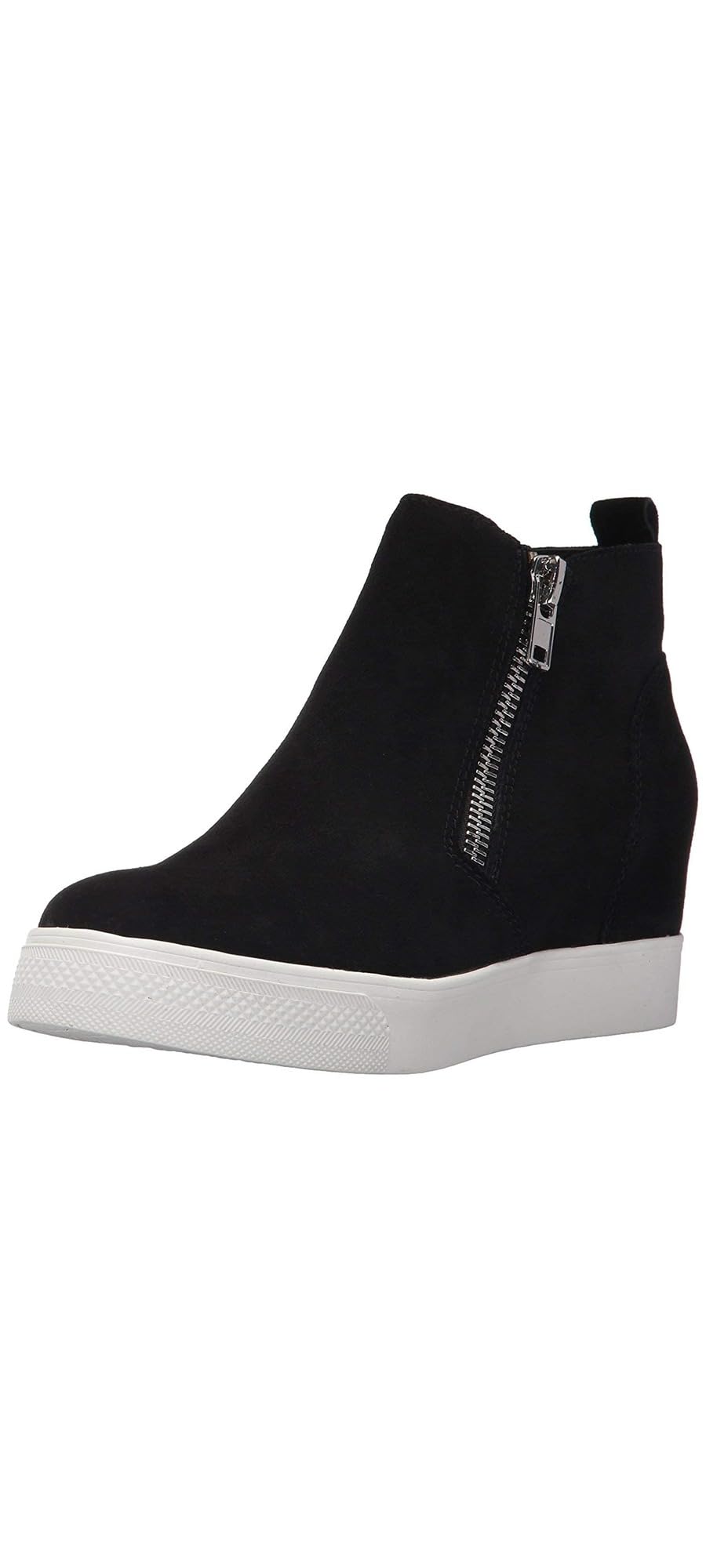 Steve Madden Women's Wedgie Sneaker, Black Suede, 9