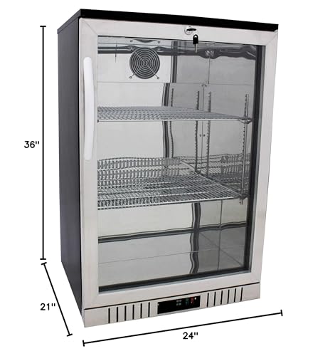 Procool Refrigeration Single Door Glass Front Stainless Steel Back Bar Cooler; 24" Wide, Counter Height Refrigerator