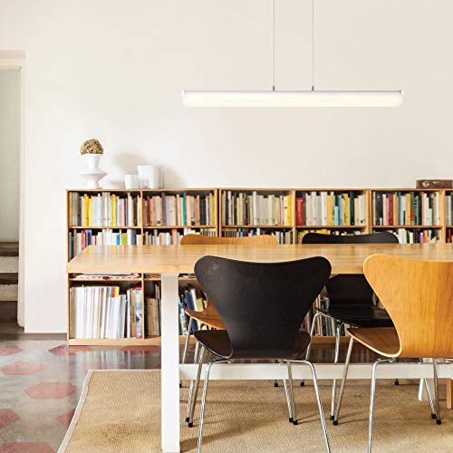 Globe Electric Calypso 20W Integrated LED Pendant Lighting, Chrome, Frosted Acrylic Shade, 1700 Lumens, Warm White 3000 Kelvin, 80 CRI