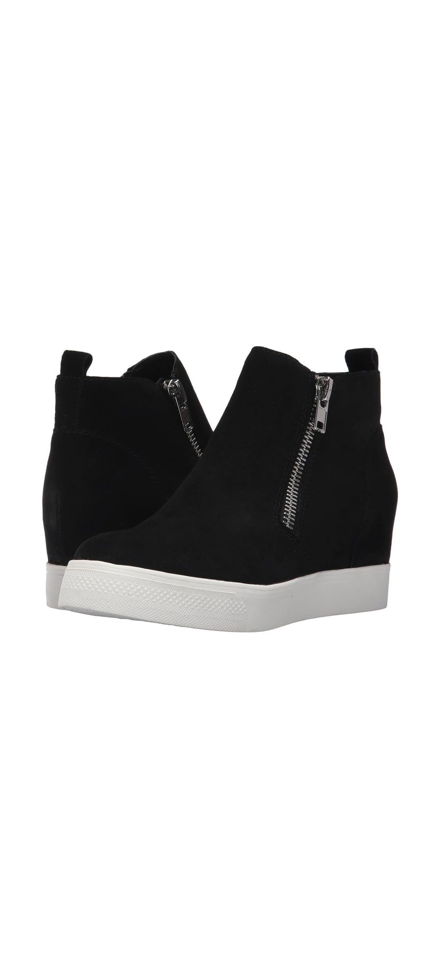 Steve Madden Women's Wedgie Sneaker, Black Suede, 9