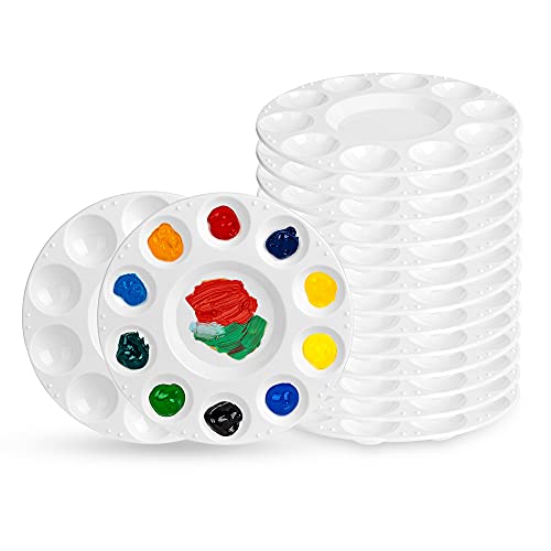 Amazon Basics Round Paint Tray Palettes, White, 15 PCS
