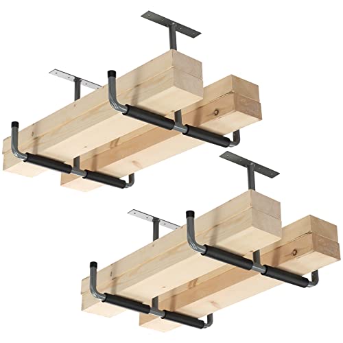 HOME RIGHT Overhead Garage Storage Rack, 16.5 Inch Heavy Duty Ceiling Double Storage Hooks Utility Hanger for Hanging Lumber Ladder Tool Bike & Other Bulky Items (4 Pack, Grey)