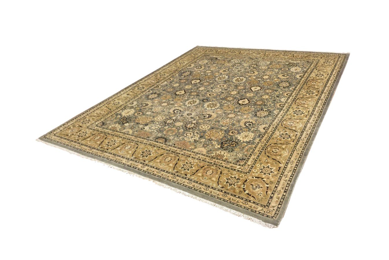 Noori Rug Hand Knotted Area Rug 8'1" x 10'4" Gray/Gold