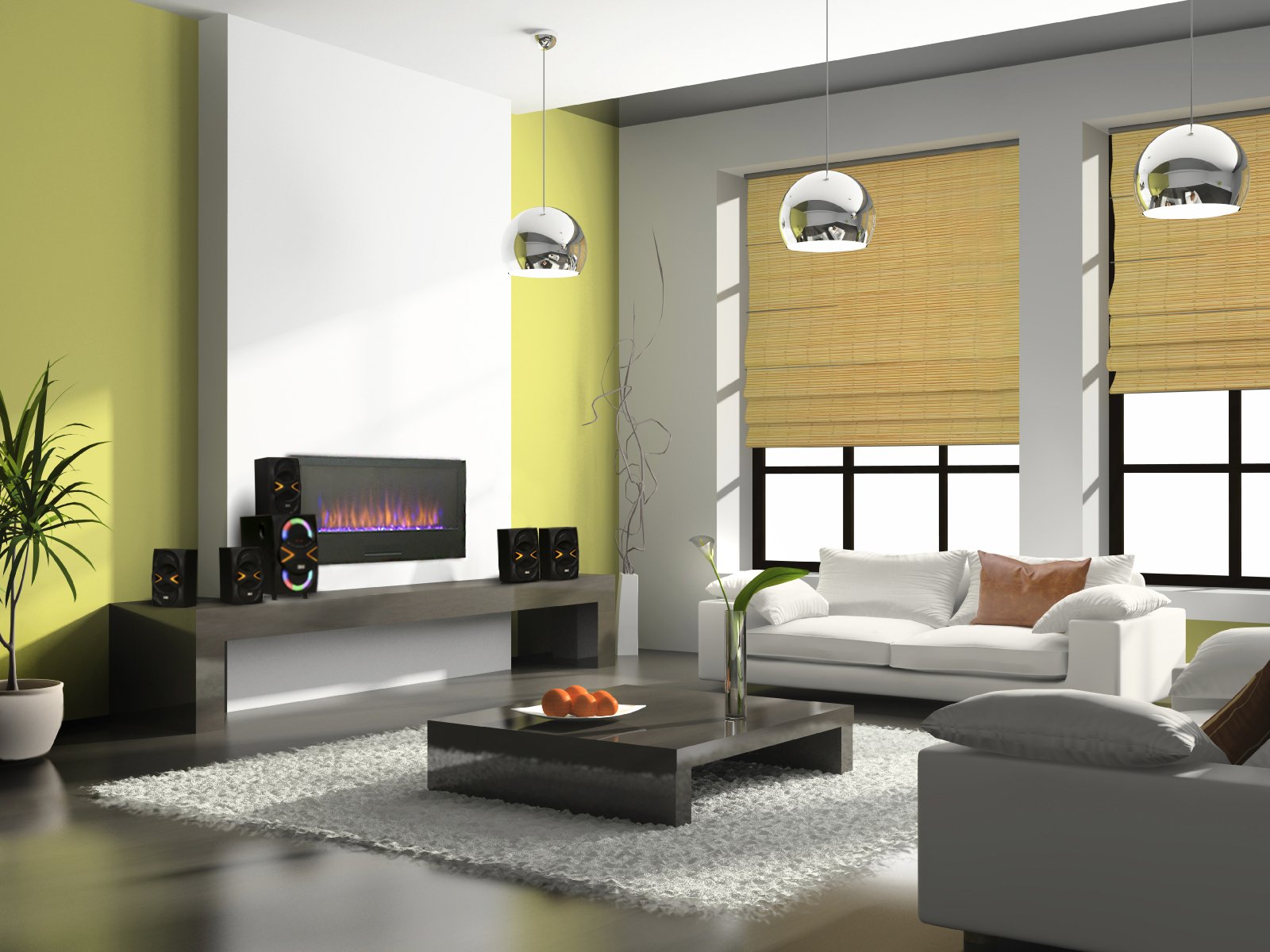 Acoustic Audio AA5210 Home 5.1 Speaker System with Bluetooth, LEDs, FM, Optical Input and 4 Ext. Cables