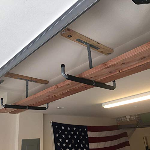 HOME RIGHT Overhead Garage Storage Rack, 16.5 Inch Heavy Duty Ceiling Double Storage Hooks Utility Hanger for Hanging Lumber Ladder Tool Bike & Other Bulky Items (4 Pack, Grey)
